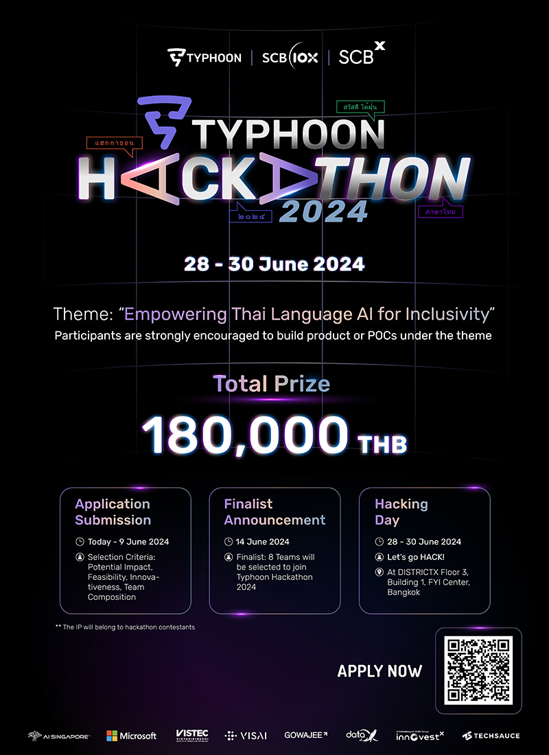 กลุ่ม SCBX เปิดเวที “Typhoon Hackathon 2024” เฟ้นหาสุดยอดทีมนักพัฒนาแอปพลิเคชัน