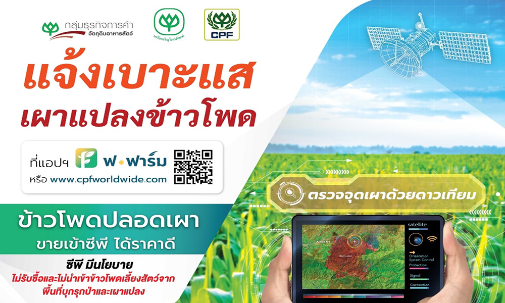CPF เดินหน้านโยบายCPเปิดแอป “ฟ.ฟาร์ม” แจ้งเบาะแสเผาแปลงข้าวโพด หวังพิชิตPM2.5